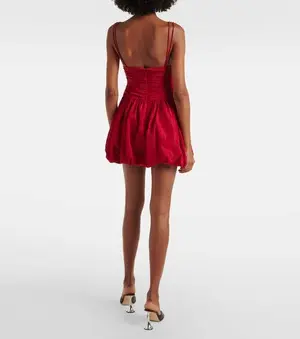 Staud Loren Ruched Mini Dress - Red