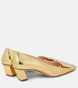 ROGER VIVIER Belle Vivier 45 Leather Pumps - Gold