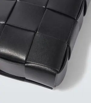 Bottega Veneta Cassette Intreccio Leather Crossbody Bag - Black