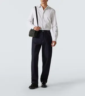Bottega Veneta Cassette Intreccio Leather Crossbody Bag - Black