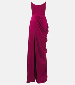 Alex Perry Draped Satin Bustier Gown