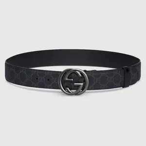 Gucci Belt With Interlocking G Buckle - Black