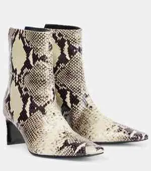 Snake-effect Ankle Boots