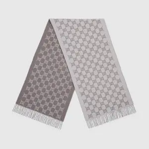 Gucci Gg Cashmere Scarf - Grey