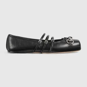 Gucci Horsebit Leather Ballet Flat - Black