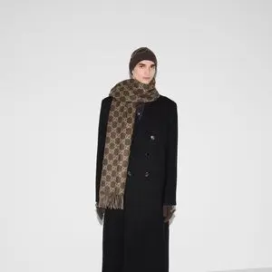 Gucci Gg Cashmere Scarf - Brown