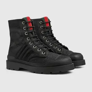 Gucci Gg Canvas Ankle Boots - Black