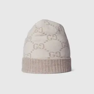Gucci Gg Cashmere Jacquard Hat - Neutral