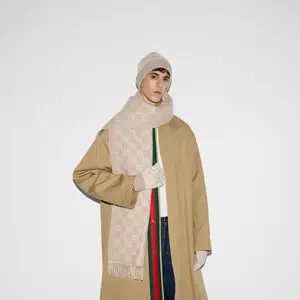 Gucci Gg Cashmere Jacquard Hat - Neutral