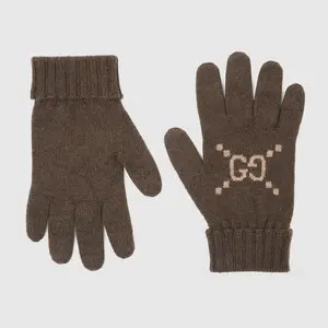 Gucci Gg Cashmere Gloves - Brown