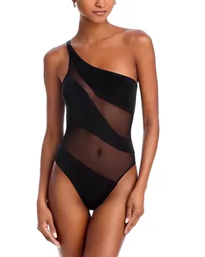 Norma Kamali Snake Mesh Mio One Piece Swimsuit - Black/black