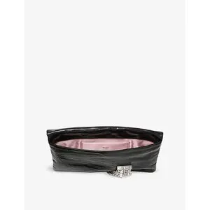 JIMMY CHOO Zandra Crystal-embellished Metallic-leather Clutch Bag - Black/silver