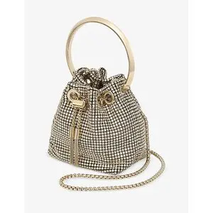 JIMMY CHOO Bon Bon Micro Crystal-embellished Mesh Top-handle Bag - Champagne/light Gold