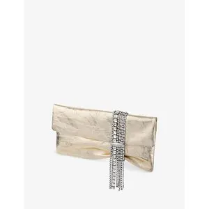 JIMMY CHOO Zandra Crystal-embellished Clutch Bag - Lightplatinum/silver