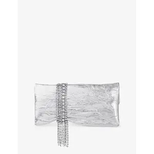 JIMMY CHOO Zandra Crystal-embellished Clutch - Silver/silver