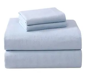 Laura Ashley Solid Blue Twin Flannel Sheet Set - One-color