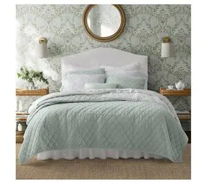 Laura Ashley Diamond Stitch Light-green Twin Qu Ilt Sham Set - One-color