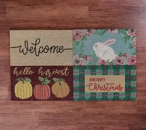 HOME REFLECTIONS As Is Set 4 Holiday Doormats W/ Rubber Base