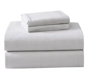 Laura Ashley Solid Grey Twin Flannel Sheet Set - One-color