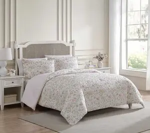Laura Ashley Morning Gloria Pink King Comforter Sham Set - One-color