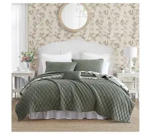 Laura Ashley Diamond Stitch Dark-green Twin Qui Lt Sham Set - One-color