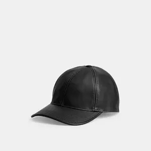 COACH Leather Baseball Cap - Black