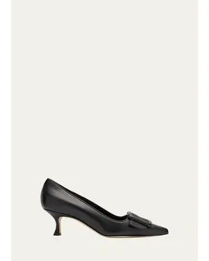 Manolo Blahnik Maysale Leather Pumps - Black