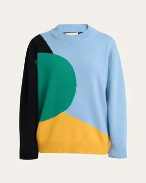 Plan C Plan C Colorblocked Cashmere Sweater - Black Multicolr Insert