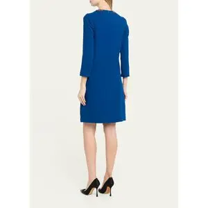 Rickie Freeman For Teri Jon Rhinestone-trim Crepe A-line Dress