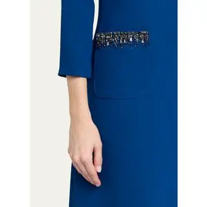 Rickie Freeman For Teri Jon Rhinestone-trim Crepe A-line Dress