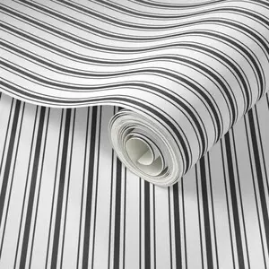 Spoonflower Black And White Striped Vertical Stripe Pattern Traditional Wallpaper - Black,white,gray