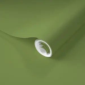 Spoonflower Apple Solid Color Medium Coriander Custom Pre-pasted Wallpaper - Green