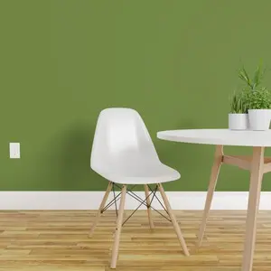 Spoonflower Apple Solid Color Medium Coriander Custom Pre-pasted Wallpaper - Green