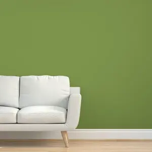 Spoonflower Apple Solid Color Medium Coriander Custom Pre-pasted Wallpaper - Green