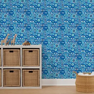 Spoonflower Eye Eyes Myth Evil Greece Custom Pre-pasted Wallpaper