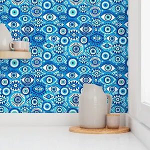 Spoonflower Eye Eyes Myth Evil Greece Custom Pre-pasted Wallpaper