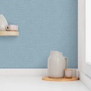 Spoonflower Texture Look Natural Custom Pre-pasted Wallpaper - Blue
