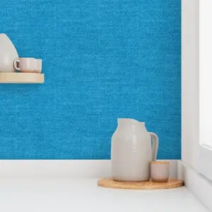 Spoonflower Coordinate Texture Mid Century Modern Solid Custom Pre-pasted Wallpaper - Blue
