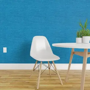 Spoonflower Coordinate Texture Mid Century Modern Solid Custom Pre-pasted Wallpaper - Blue