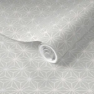 Spoonflower Geometric Shibori Silver Custom Removable Wallpaper - Silver,gray