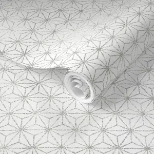 Spoonflower Silver Shibori Hoshi Star Custom Pre-pasted Wallpaper - Silver,gray