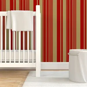 Spoonflower Red Gold Stripes Coordinate Nfl Team Colors Custom Pre-pasted Wallpaper