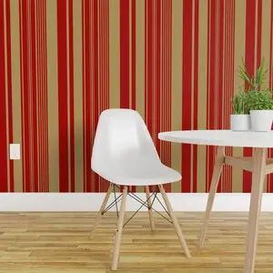 Spoonflower Red Gold Stripes Coordinate Nfl Team Colors Custom Pre-pasted Wallpaper
