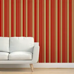 Spoonflower Red Gold Stripes Coordinate Nfl Team Colors Custom Pre-pasted Wallpaper