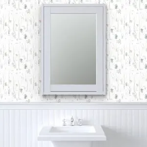 Spoonflower Scandinavian Forest White Custom Pre-pasted Wallpaper