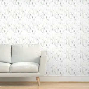 Spoonflower Scandinavian Forest White Custom Pre-pasted Wallpaper