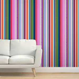 Spoonflower Serape Multicolor Mexican Stripe Colorful Custom Removable Wallpaper