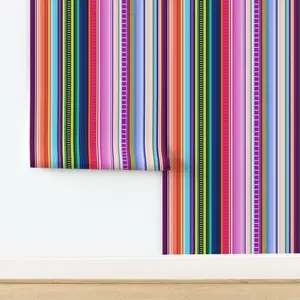 Spoonflower Serape Multicolor Mexican Stripe Colorful Custom Removable Wallpaper
