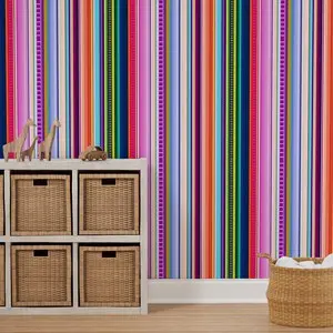 Spoonflower Serape Multicolor Mexican Stripe Colorful Custom Removable Wallpaper
