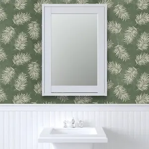 Spoonflower Bone Palm Fronds On Custom Pre-pasted Wallpaper - Green